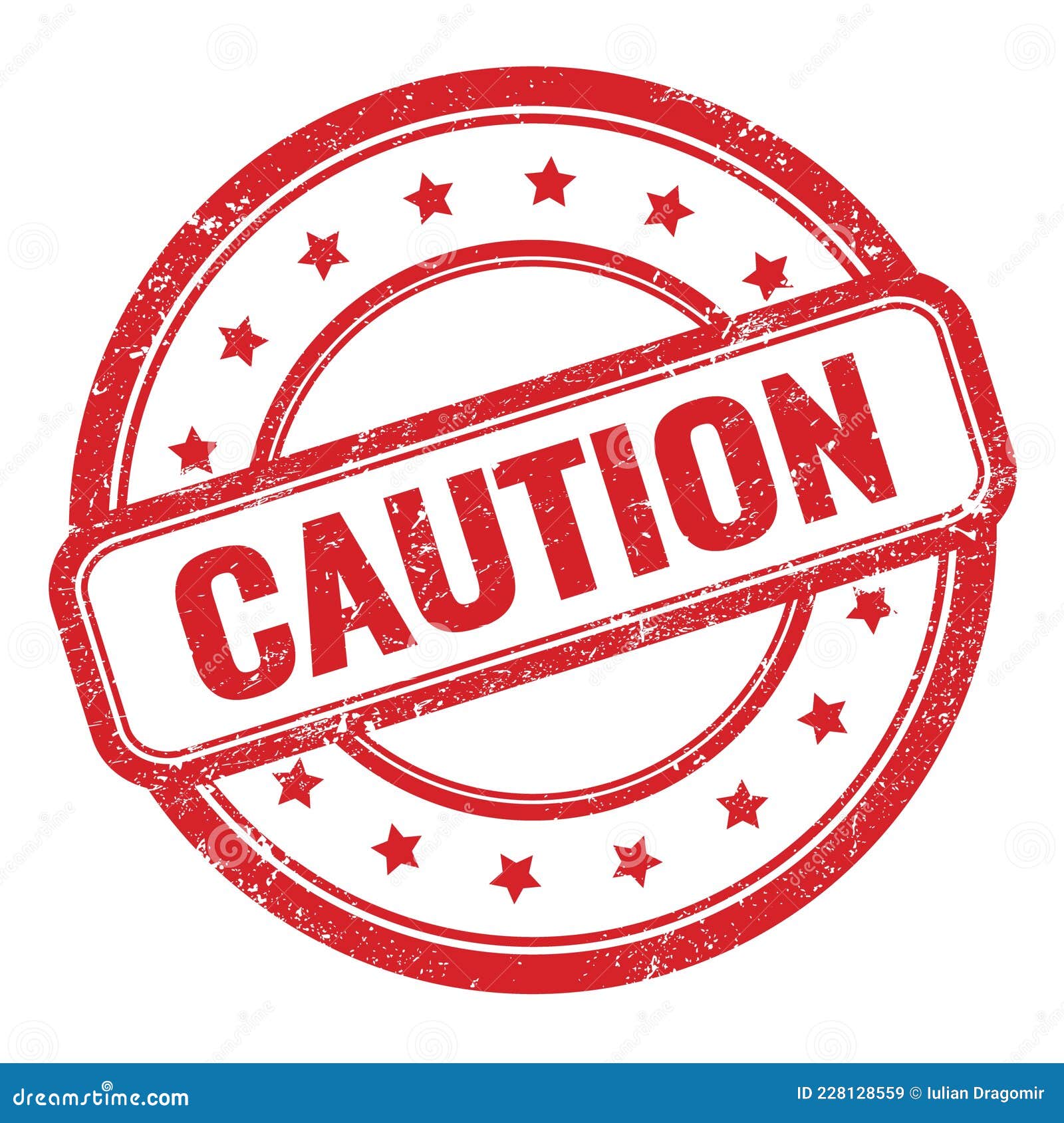 CAUTION Text on Red Grungy Vintage Round Stamp Stock Illustration ...