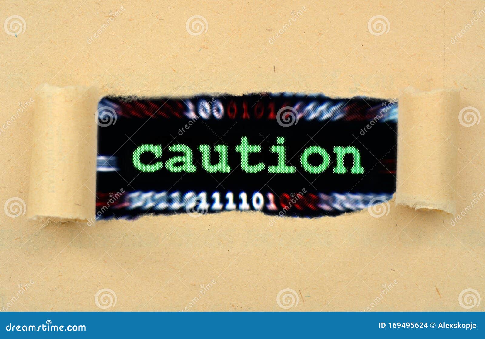 Caution Text on Ripped Paper Stock Photo - Image of text, ripped: 169495624