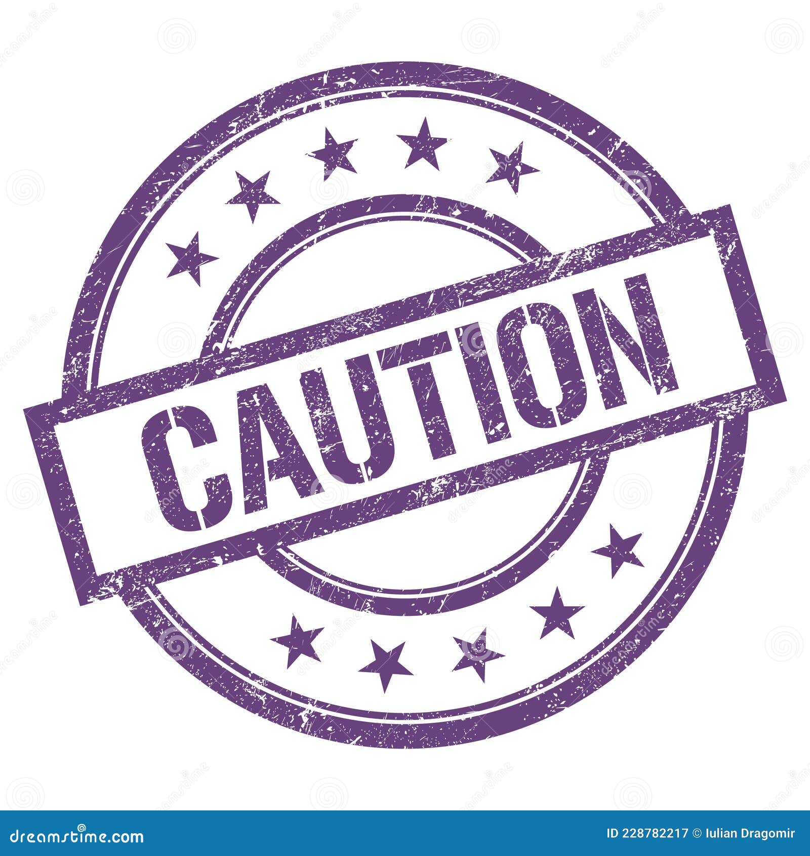 CAUTION Text Written on Purple Violet Vintage Stamp Stock Illustration ...