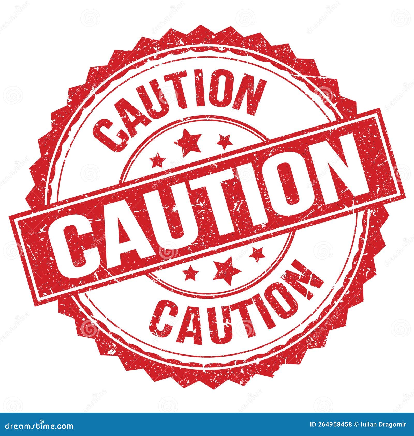 CAUTION Text on Red Round Stamp Sign Stock Illustration - Illustration ...