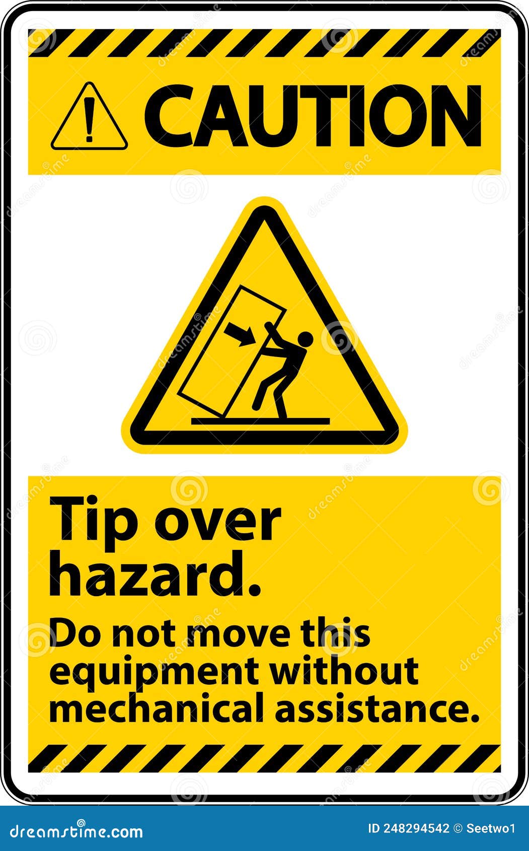 Caution Tip Over Hazard Do Not Move Label on White Background Stock ...
