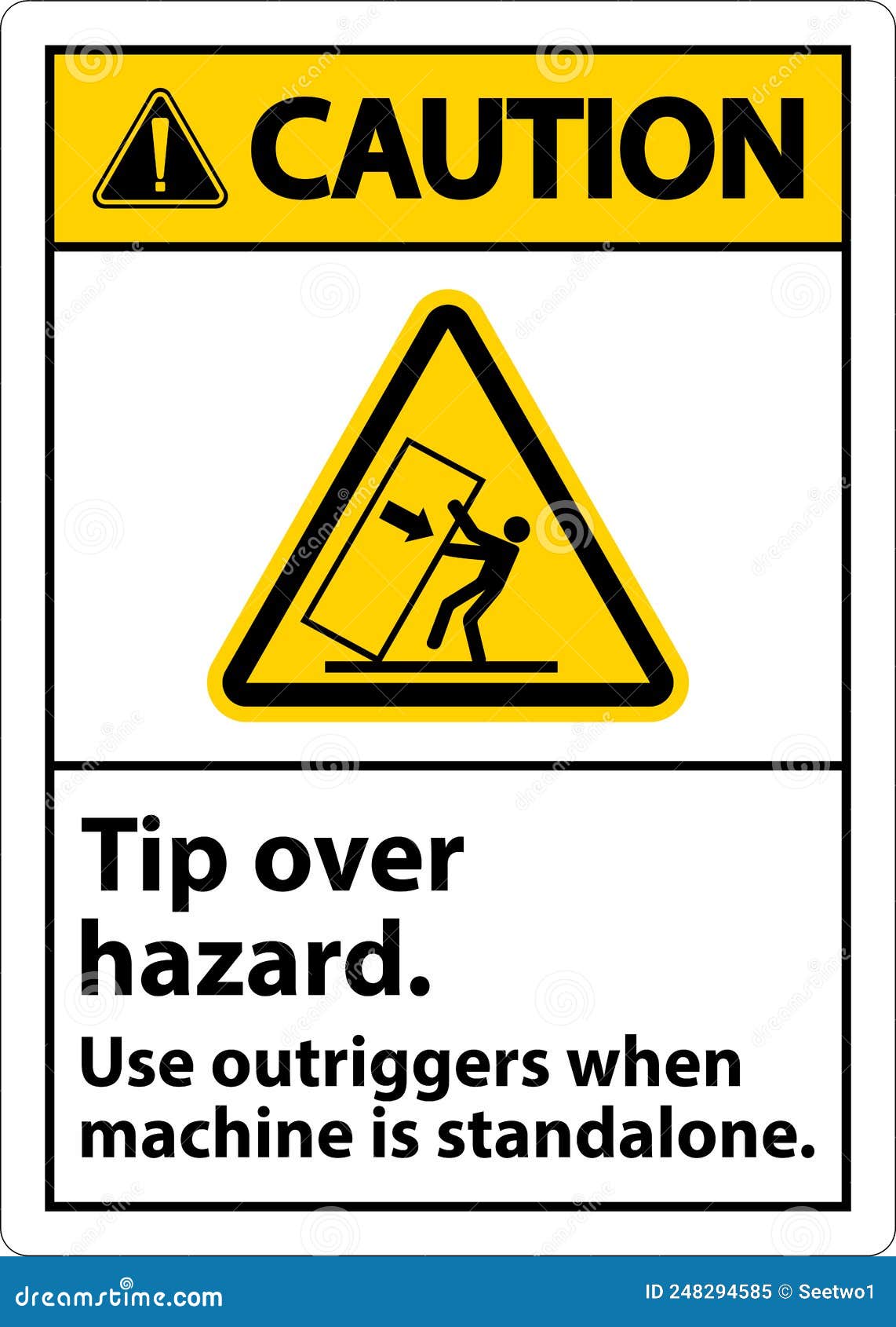 Caution Tip Over Hazard Use Outriggers Label on White Background Stock ...