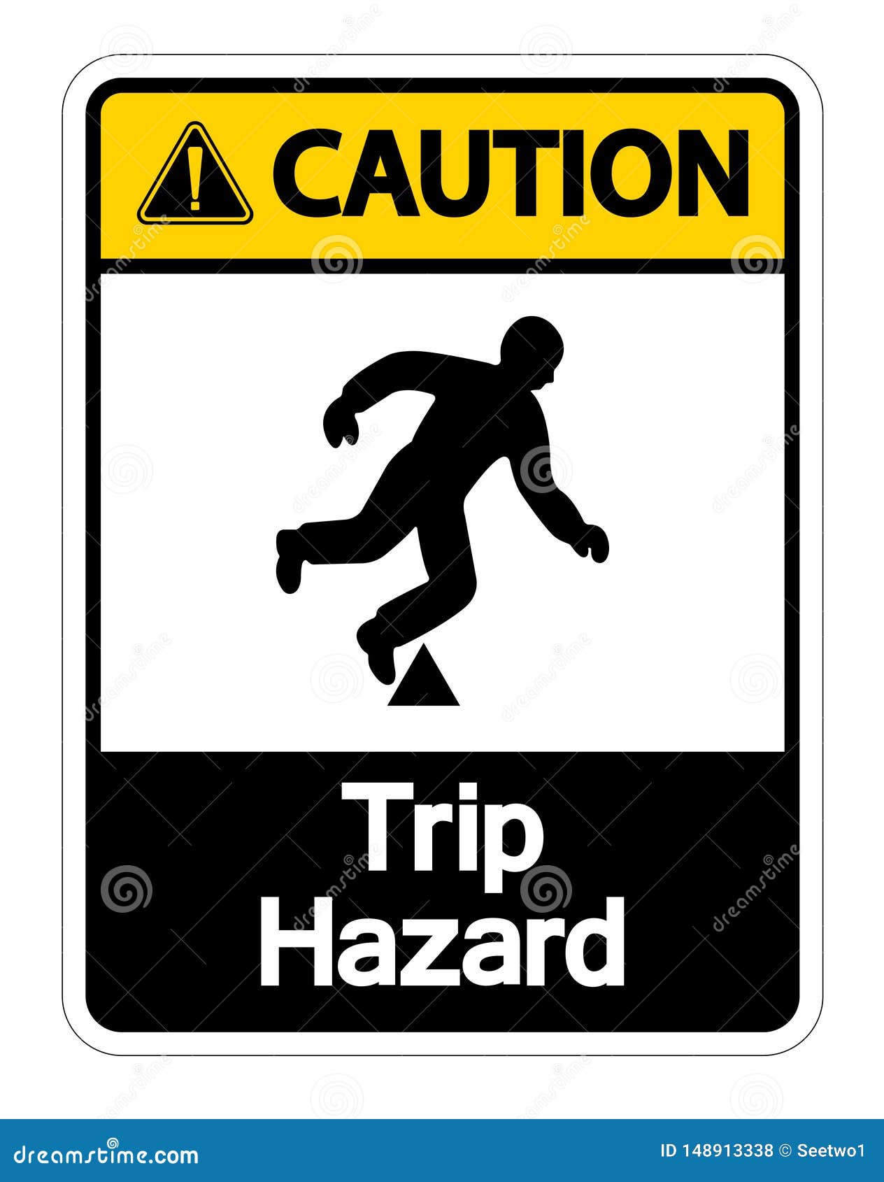 Caution Trip Hazard Symbol Sign Isolate on White Background,Vector ...