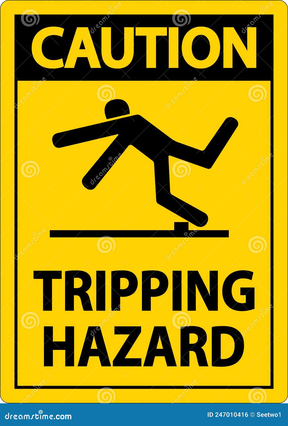 Caution Tripping Hazard Sign on White Background Stock Vector ...
