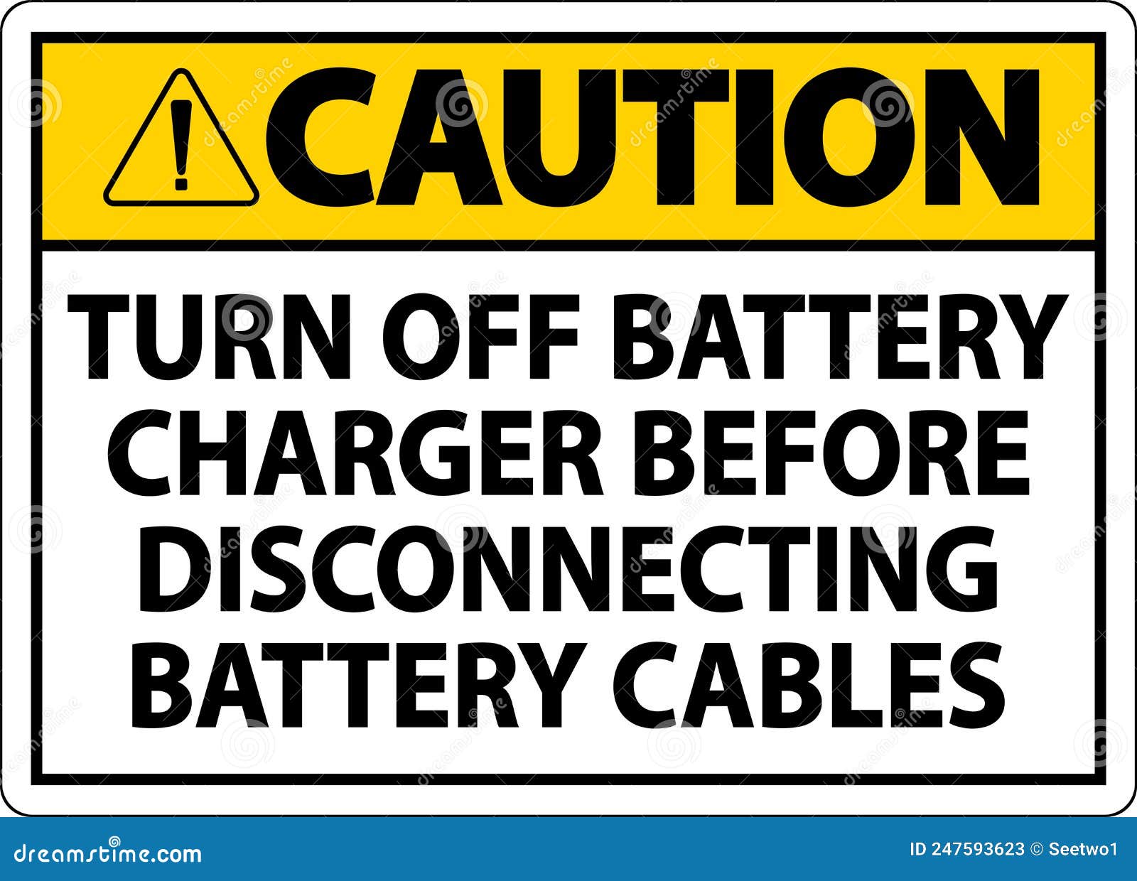 Caution Turn Off Battery Charger Sign on White Background Stock Vector ...