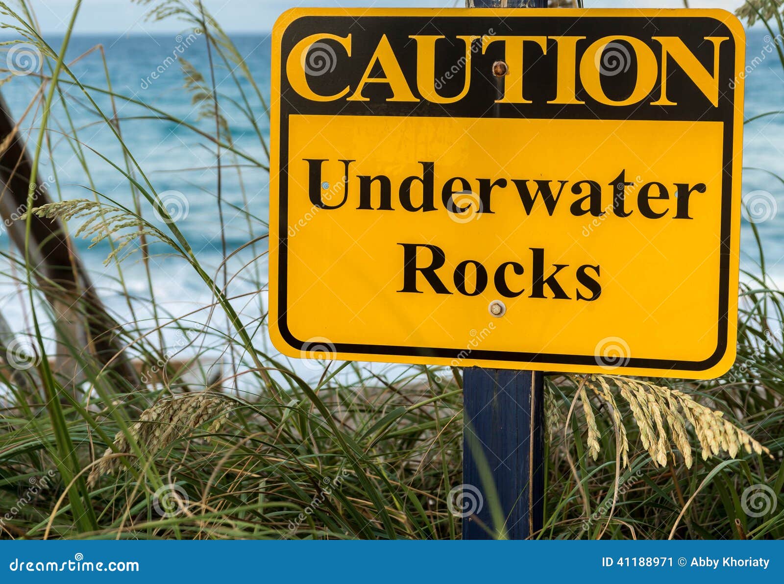 Caution Underwater Rocks stock image. Image of sign, danger - 41188971