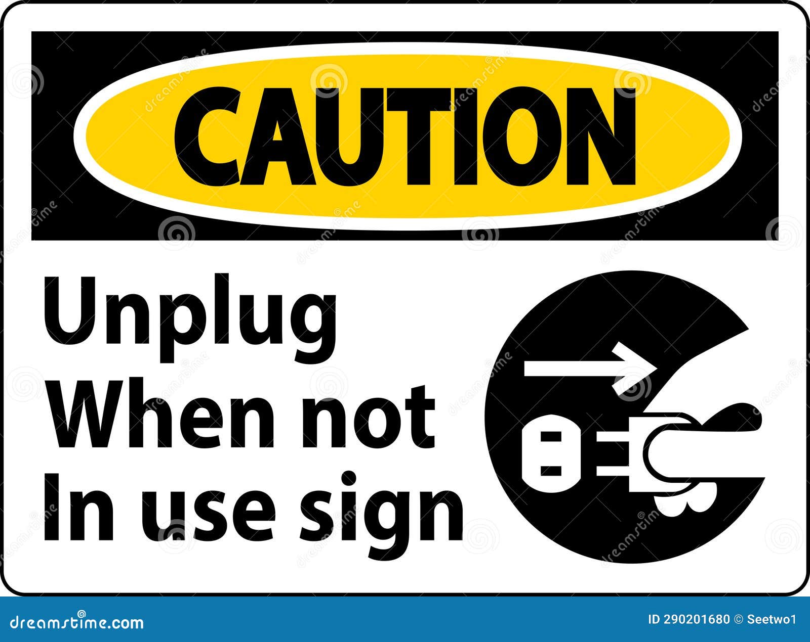 Caution Unplug When Not In Use Symbol Sign Cartoon Vector ...