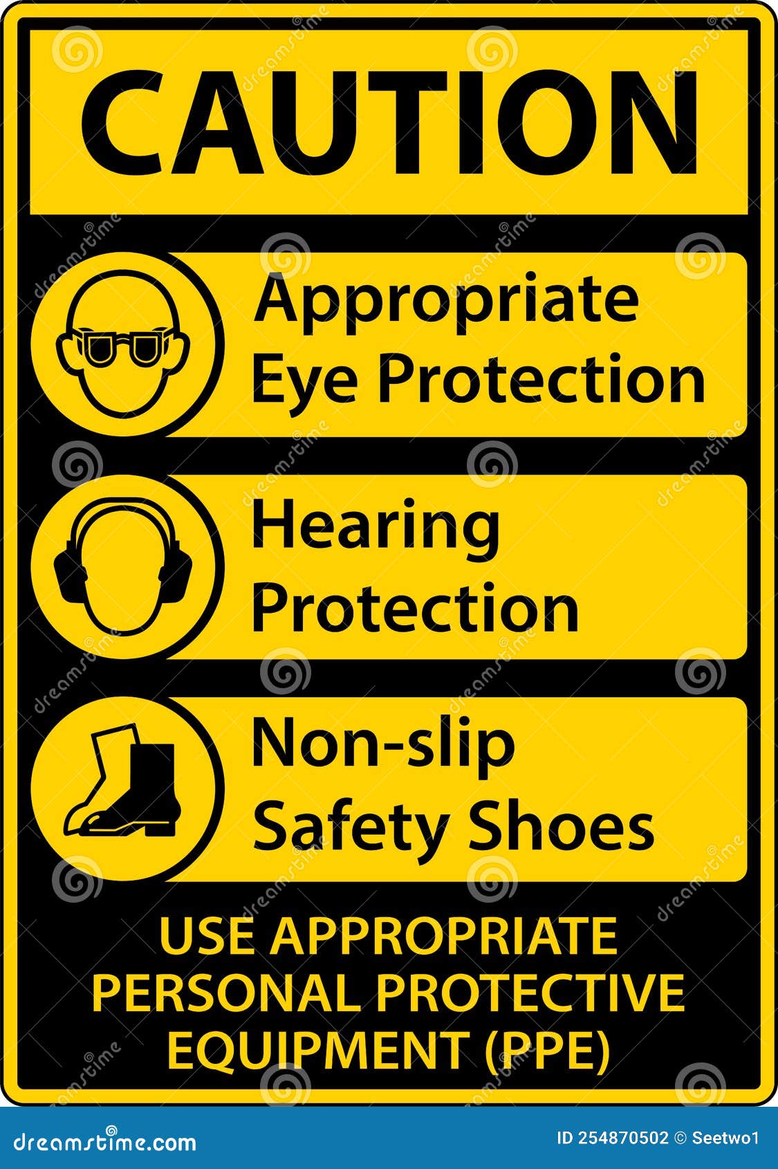 Caution Use Appropriate PPE Sign on White Background Stock Vector ...