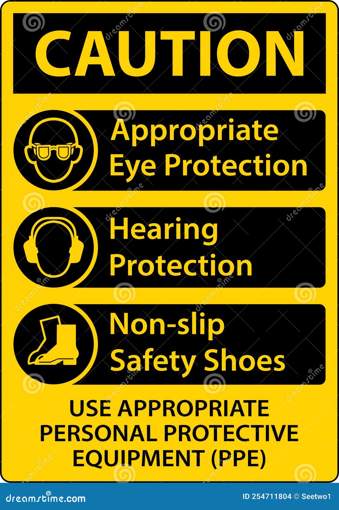 Caution Use Appropriate PPE Sign on White Background Stock Vector ...