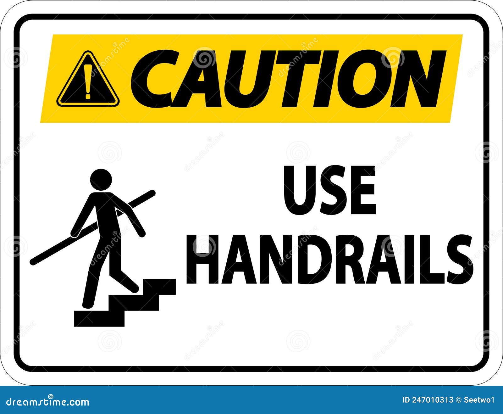 Caution Use Handrail Symbol Sign,Vector Illustration, Isolated On White ...