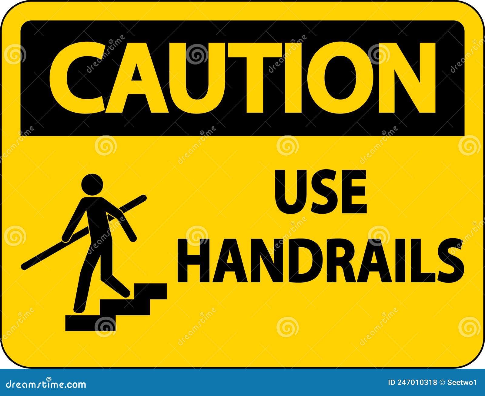 Caution Use Handrail Symbol Sign,Vector Illustration, Isolated On White ...