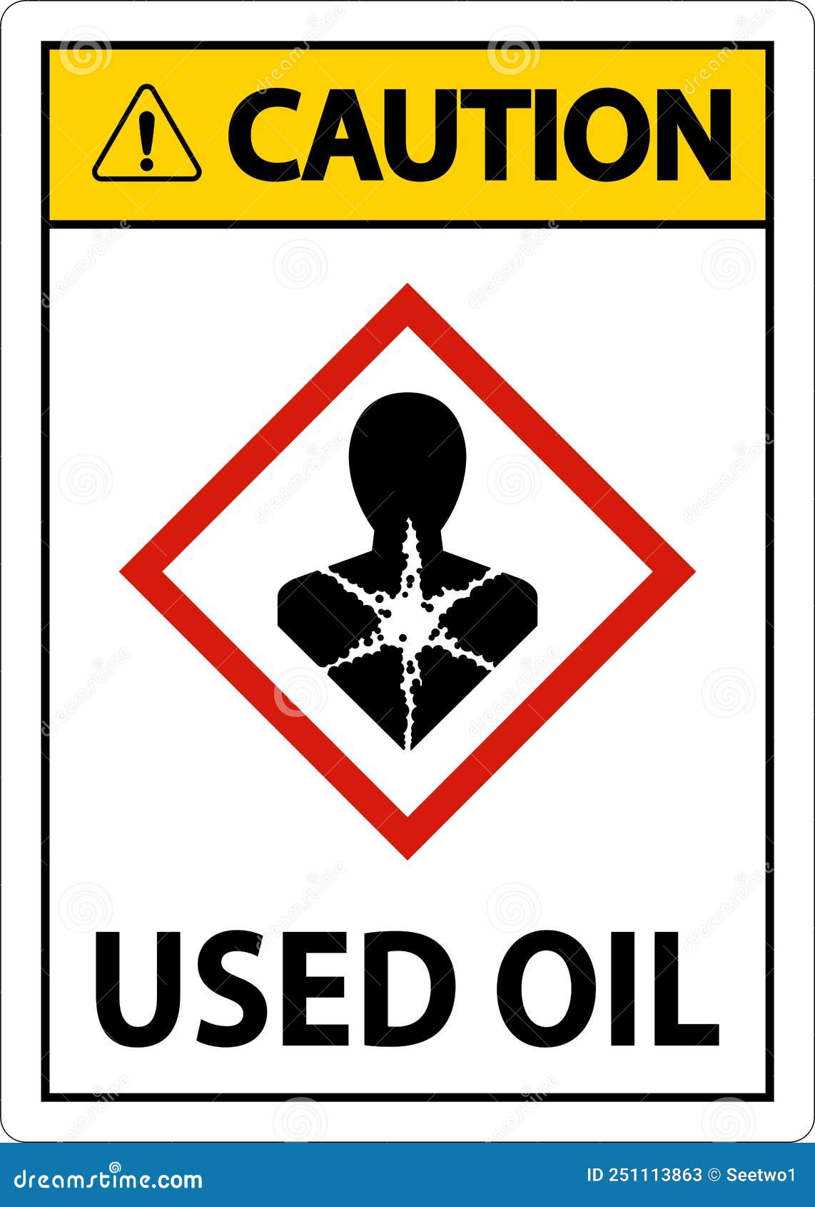 Caution Used Oil Sign on White Background Stock Vector - Illustration ...