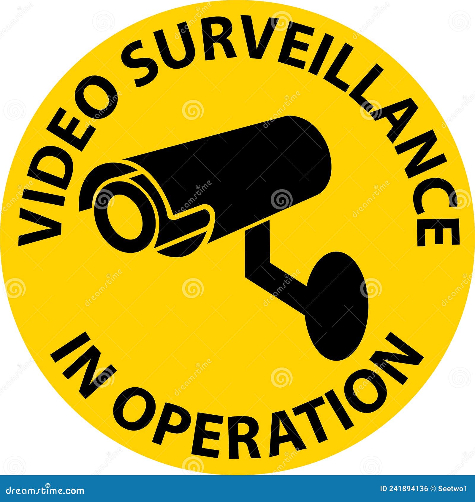 Caution Video Surveillance in Operation Sign White Background Stock ...