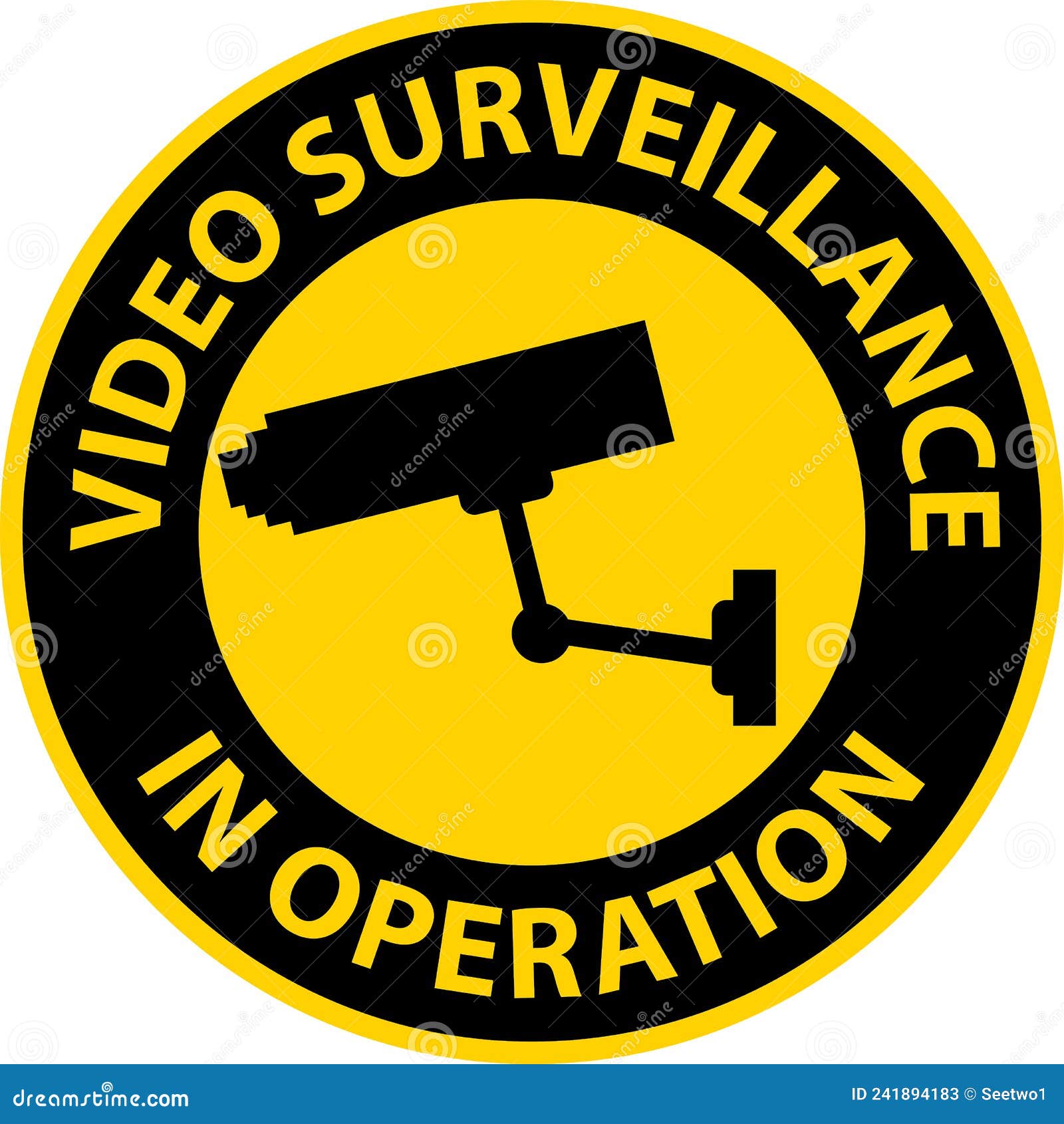 Caution Video Surveillance in Operation Sign White Background Stock ...