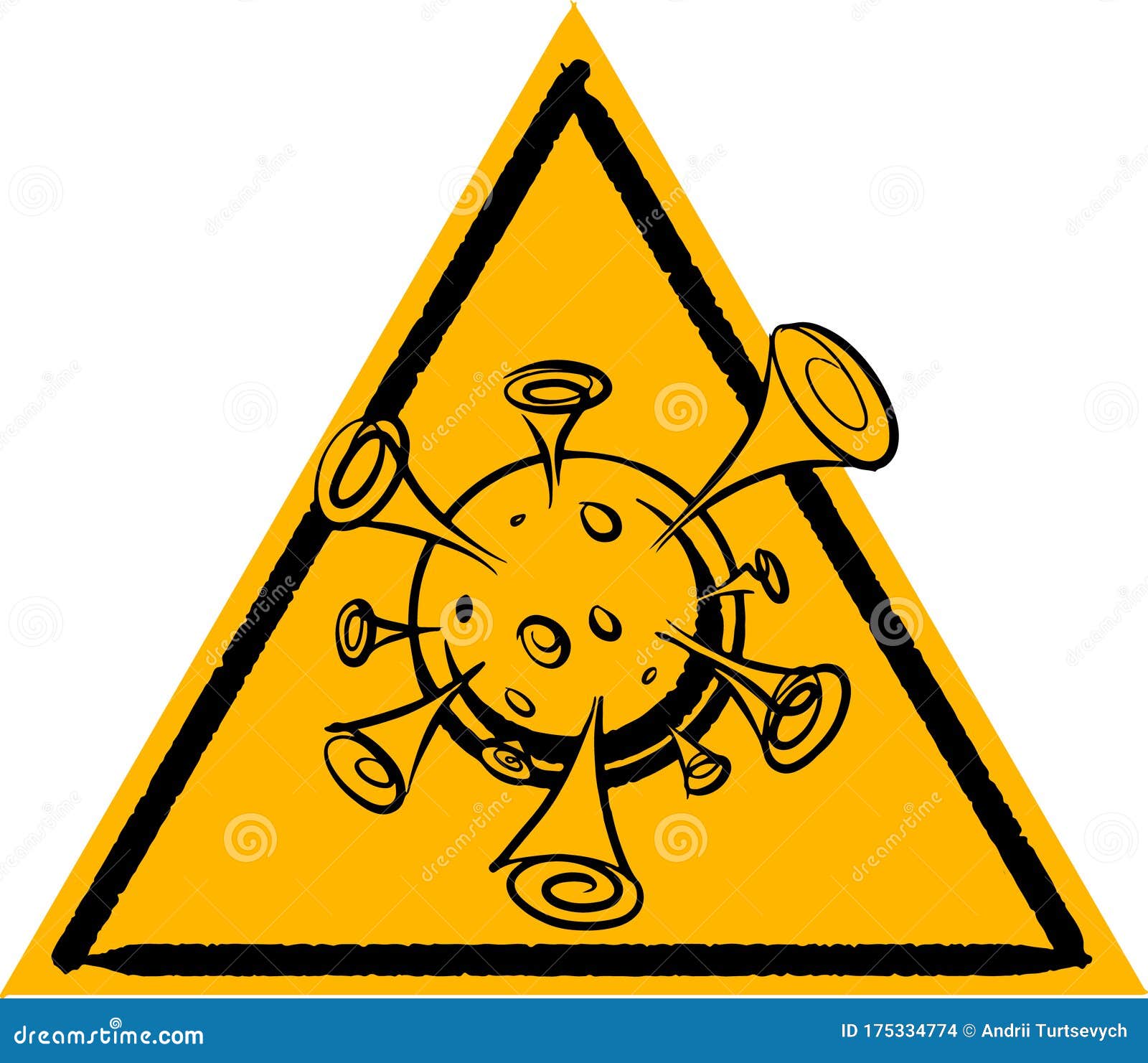 Caution: Virus. Yellow Warning Sign - Comics Style Stock Vector ...