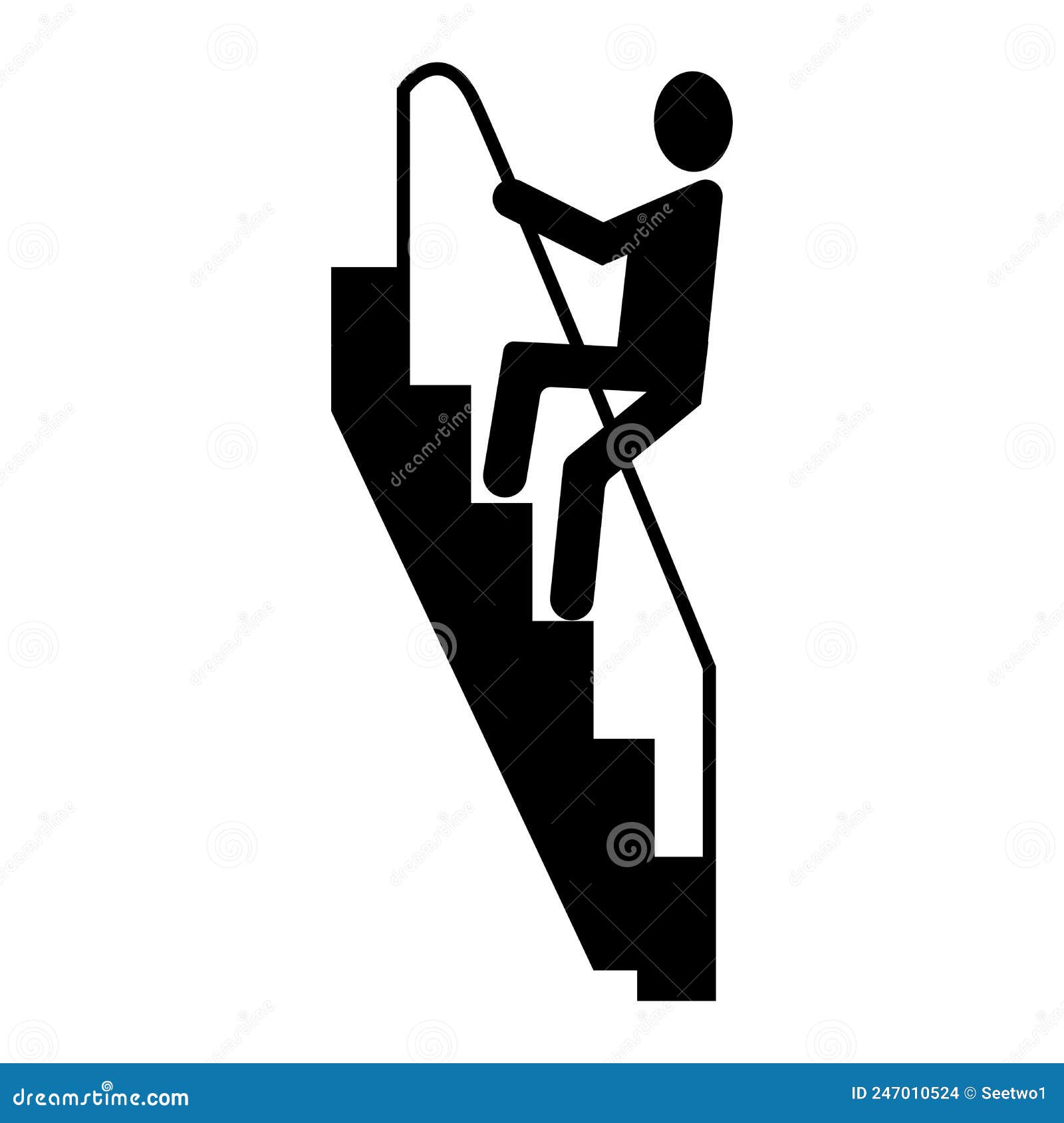 Caution Walk Down Stairs Backwards Sign Stock Vector - Illustration of ...