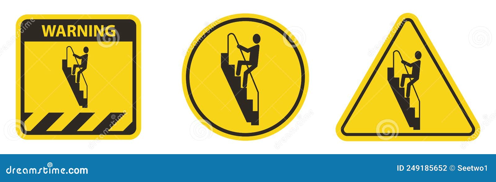 Caution Walk Down Stairs Backwards Sign Stock Vector - Illustration of ...