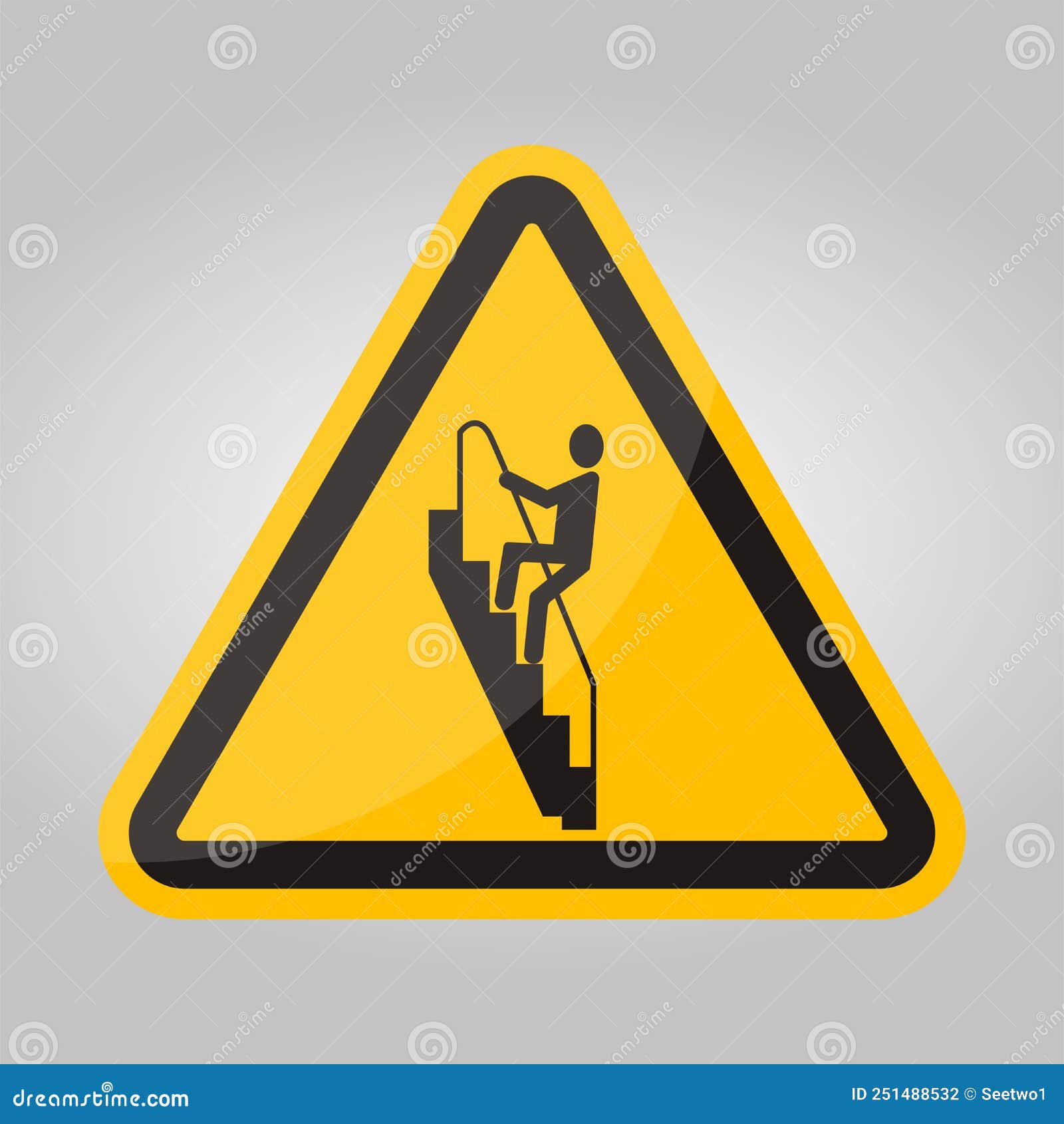 Caution Walk Down Stairs Backwards Sign Stock Vector - Illustration of ...