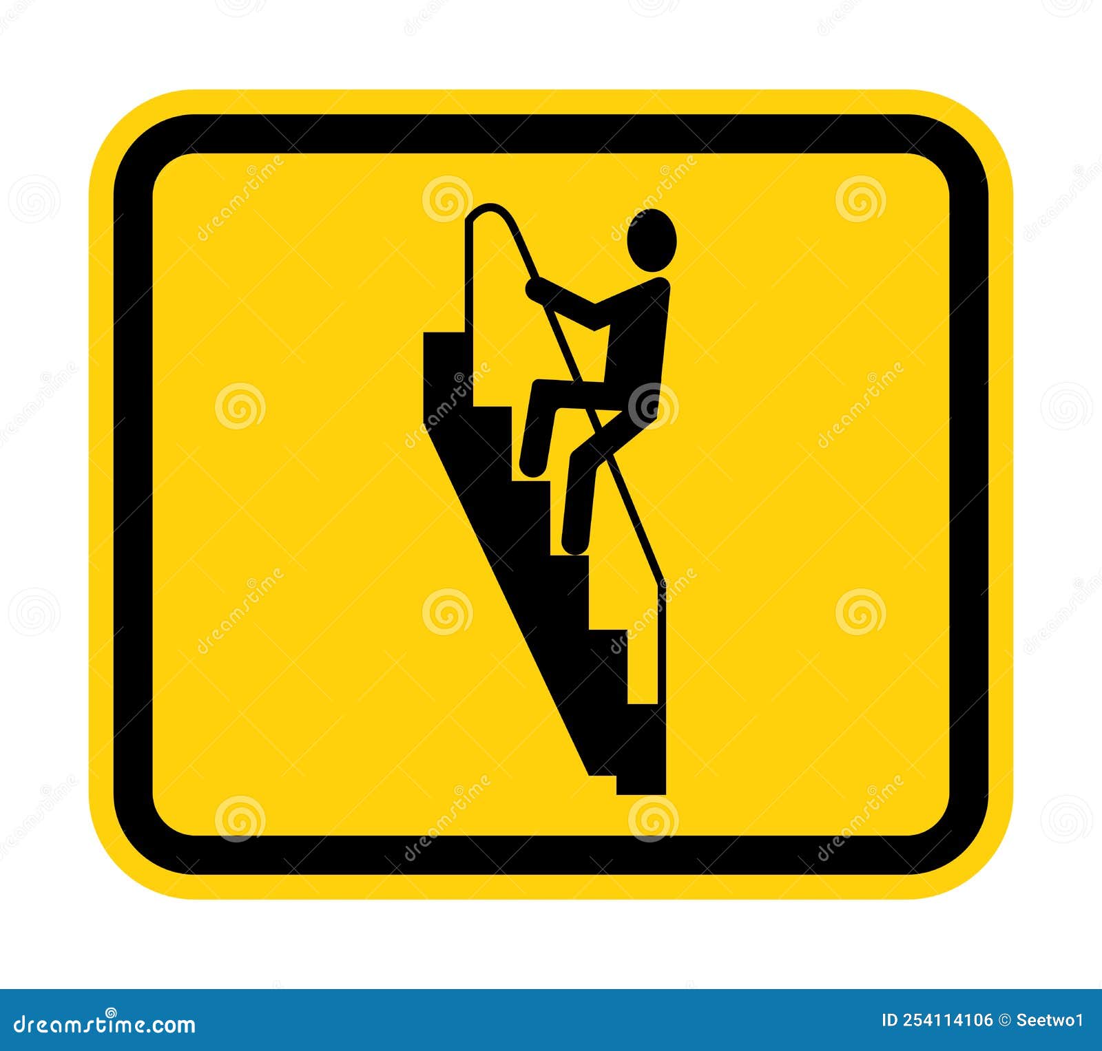 Caution Walk Down Stairs Backwards Sign Stock Vector - Illustration of ...