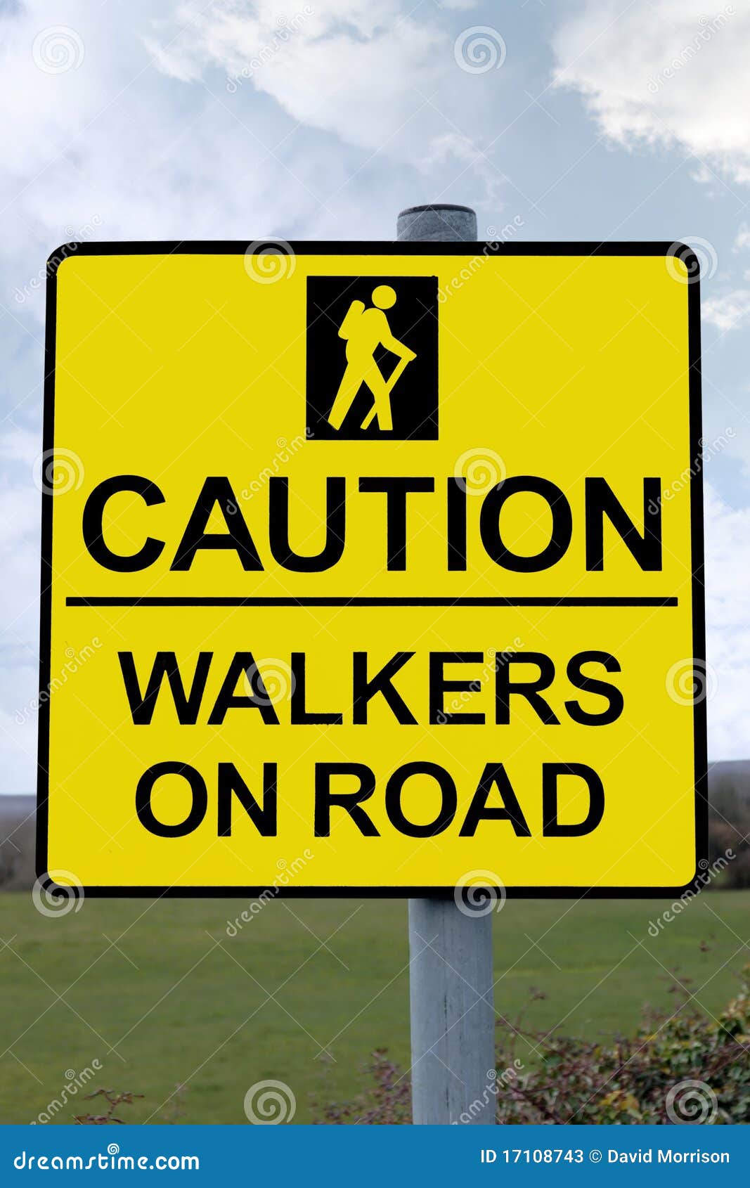 Caution Walkers on Road Sign with Clipping Path Stock Image - Image of ...