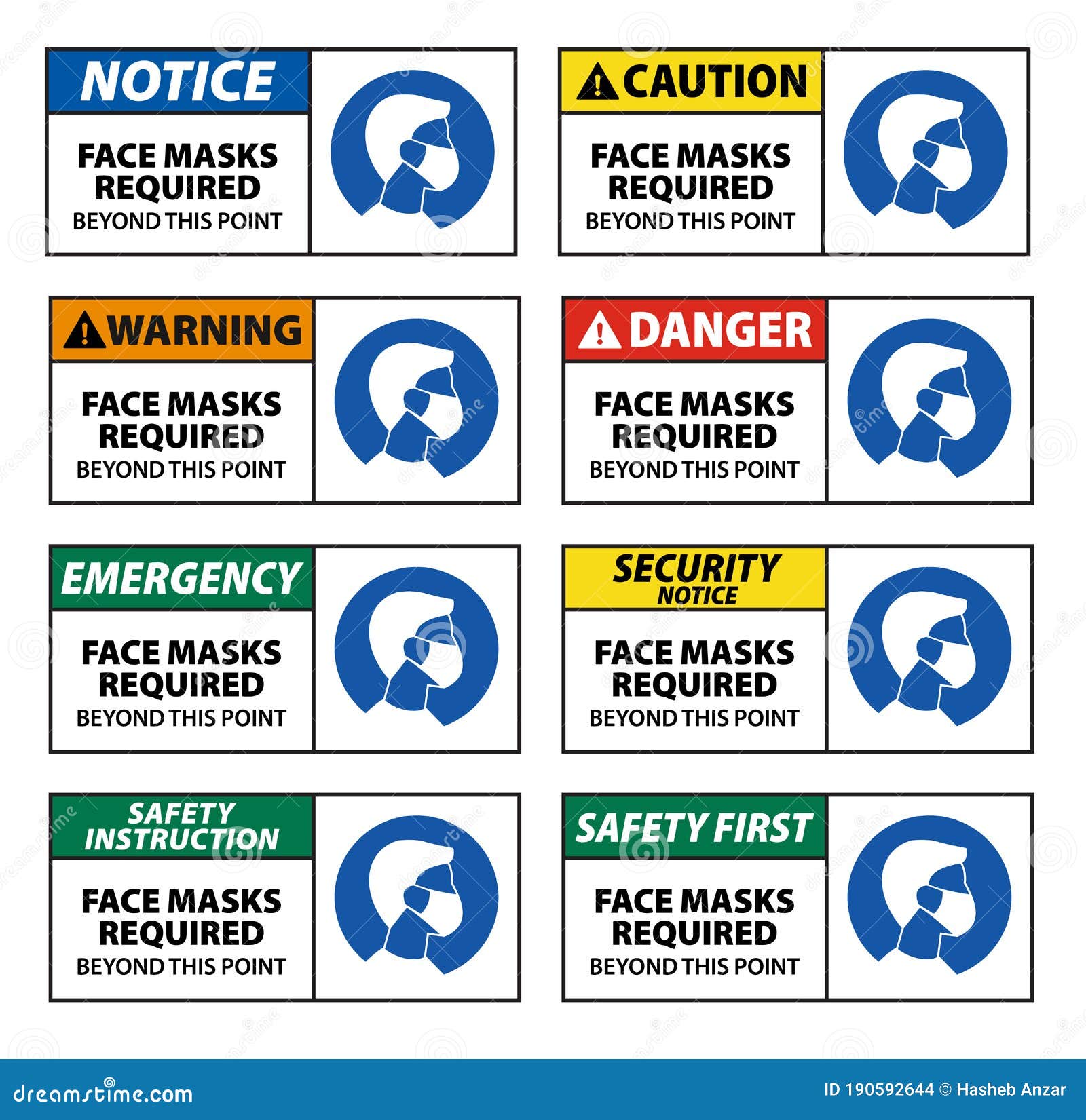 Caution, Warning, Danger, Safety Sign of Face Mask Required Beyond this ...