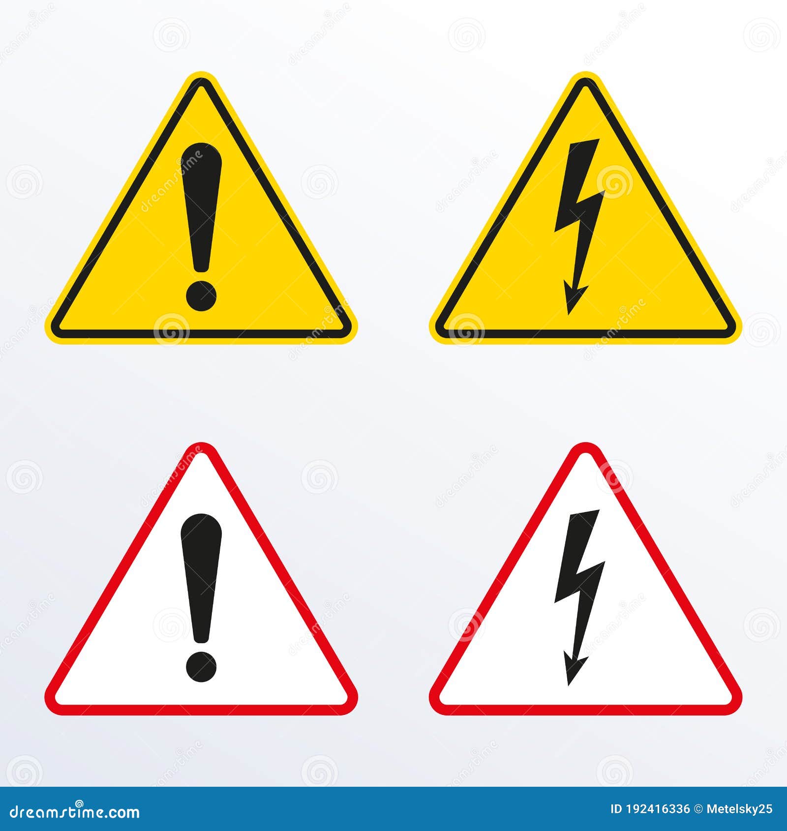 Caution Warning Sign with Exclamation Mark and Electrical Hazard Sign ...