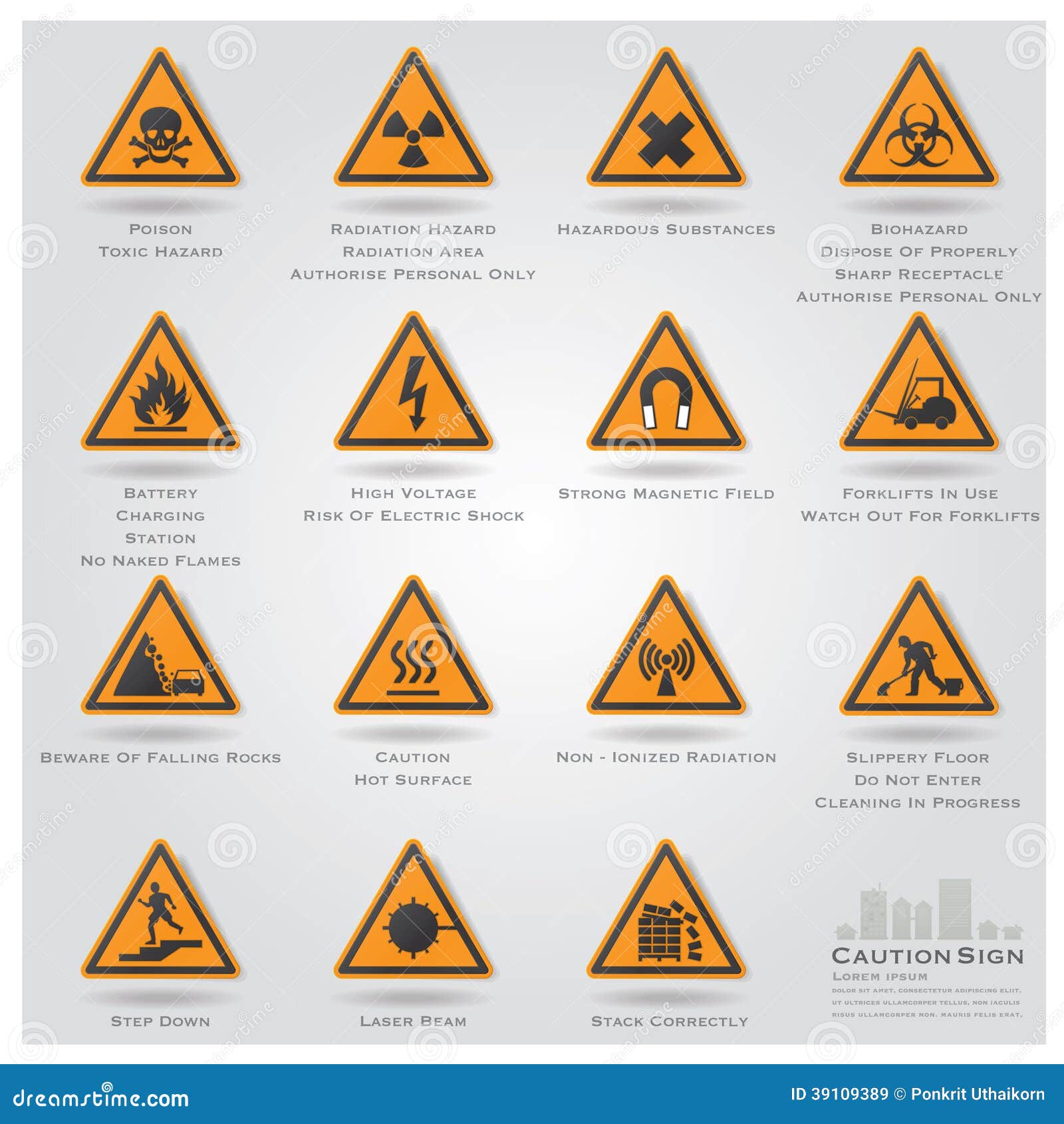 Caution and Warning Sign Icons Set Stock Vector - Illustration of data ...