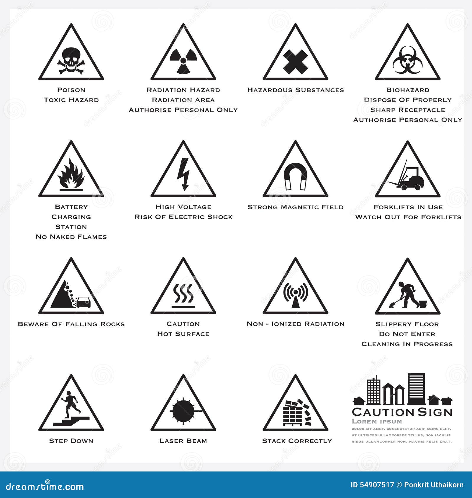 Caution Warning Triangle Sign Sticker Vector Yellow Triangle Sign With ...