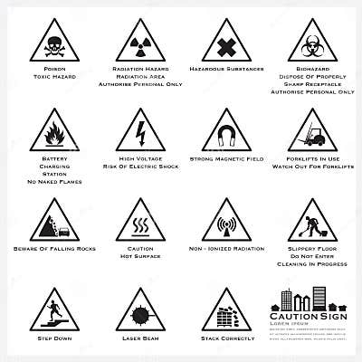 Caution and Warning Sign Icons Set Stock Vector - Illustration of ...