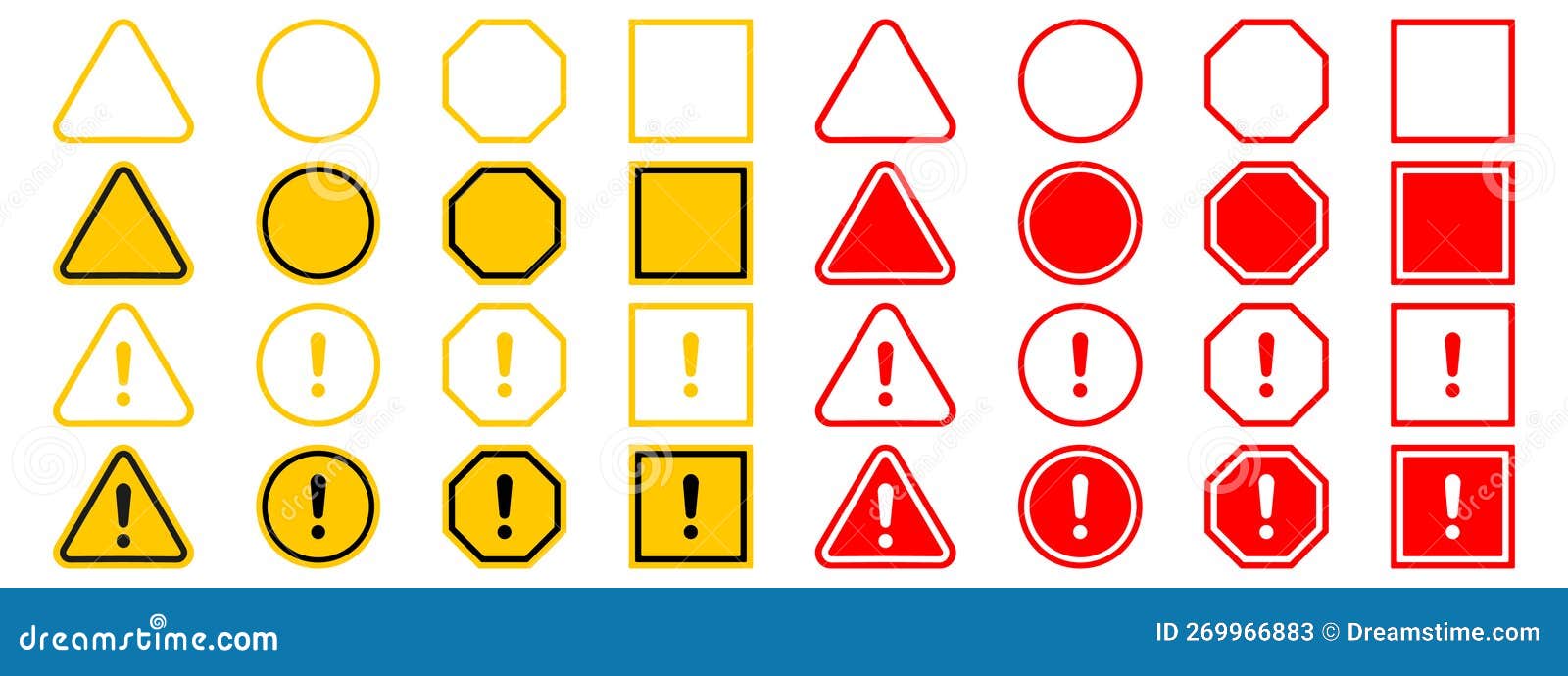 Caution Warning Signs Set. Exclamation Marks Stock Illustration ...