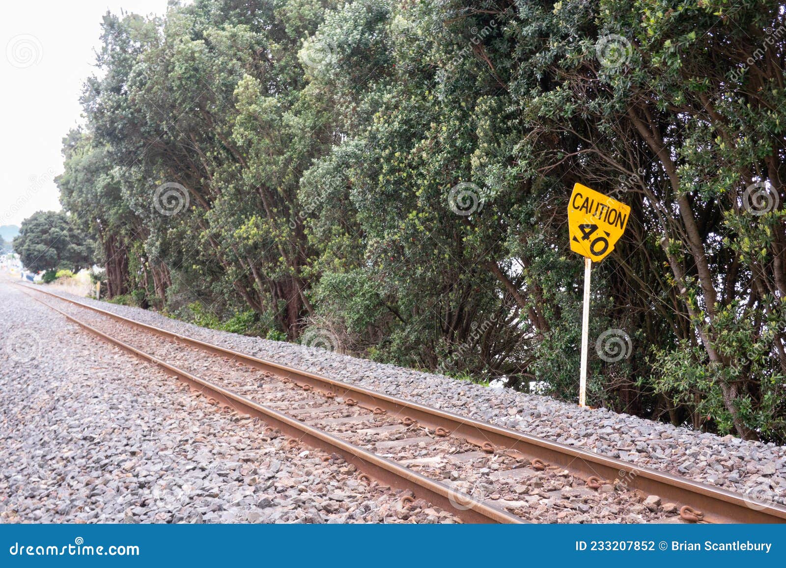 Caution 40 Warning Speed Sign for Trains on Railway with Number Falling ...