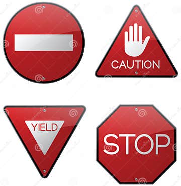 Caution Warning Stop Signs stock vector. Illustration of area - 32212360