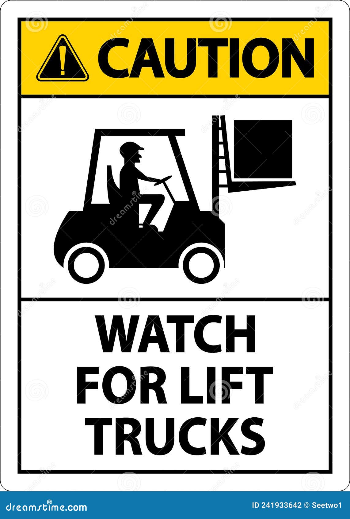 Caution Watch for Lift Trucks Sign on White Background Stock Vector ...