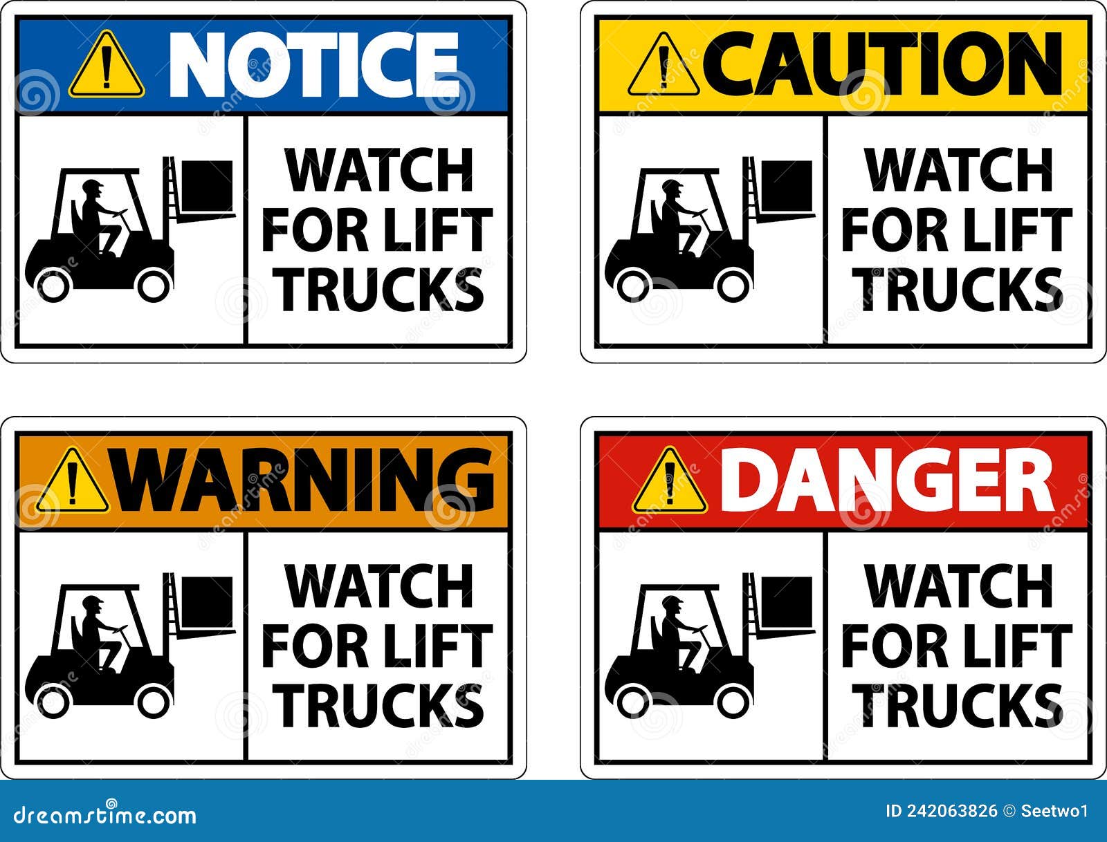 Caution Watch for Lift Trucks Sign on White Background Stock Vector ...