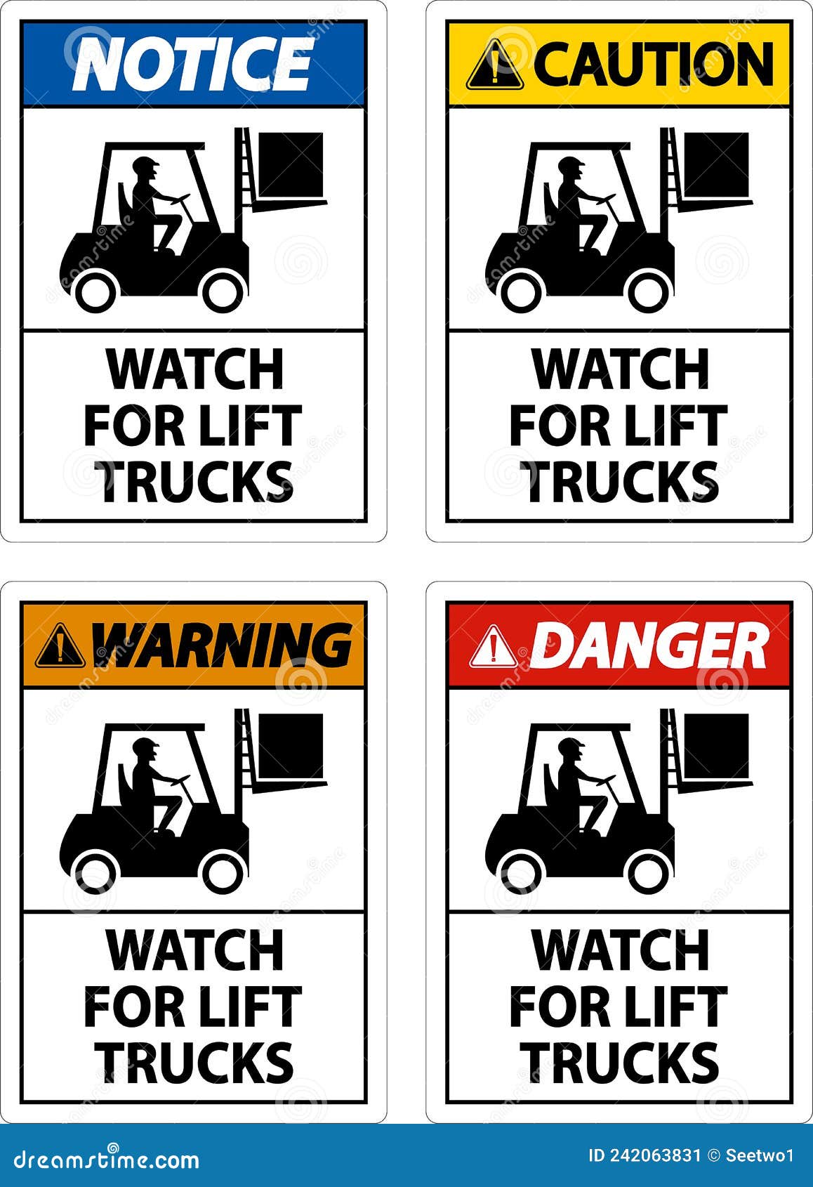 Caution Watch for Lift Trucks Sign on White Background Stock Vector ...