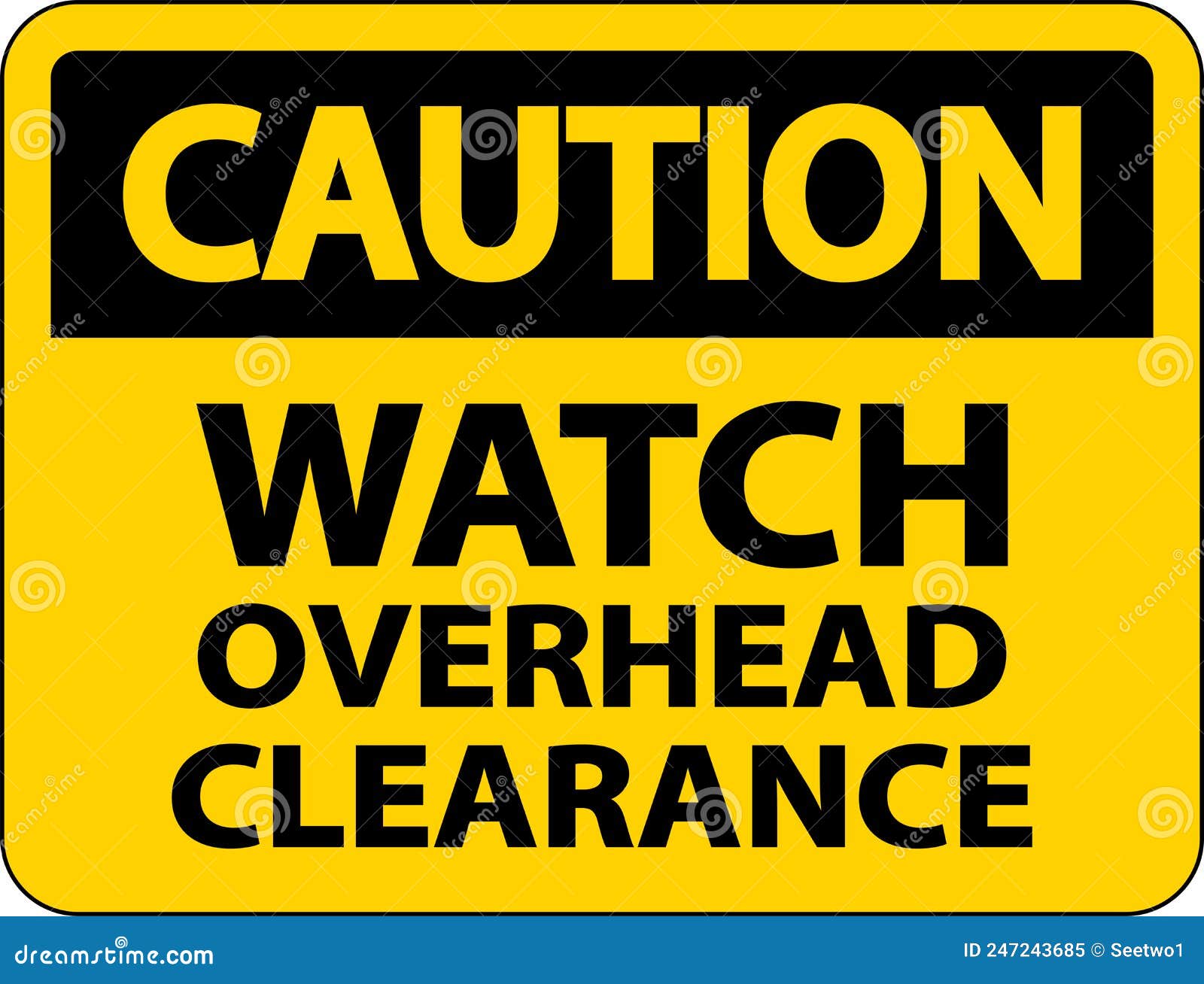 Caution Watch Overhead Clearance Sign on White Background Stock Vector ...