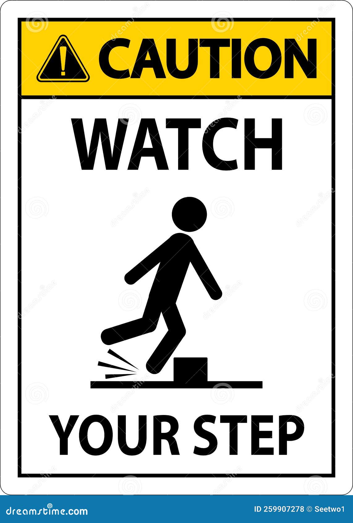 Caution Watch Your Step Symbol Sign, Vector Illustration, On White ...