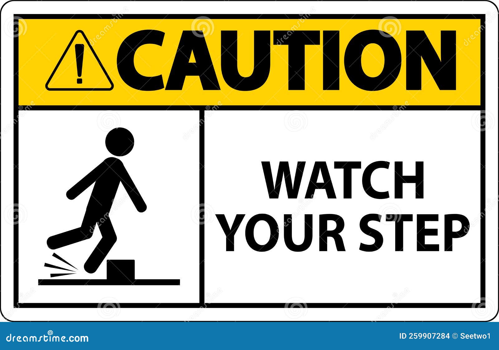 Caution Watch Your Step Sign on White Background Stock Vector ...