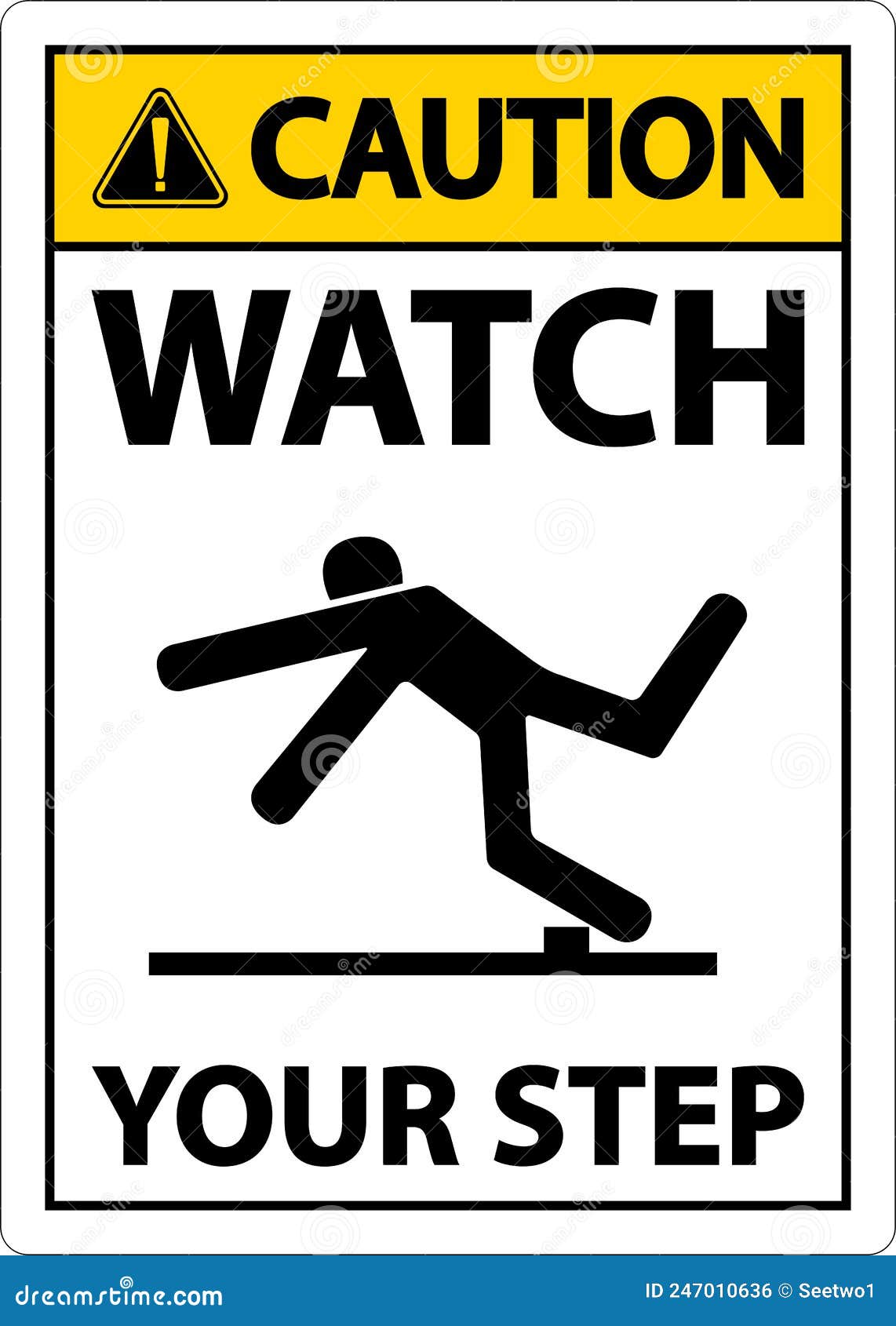 Caution Watch Your Step Sign on White Background Stock Vector ...