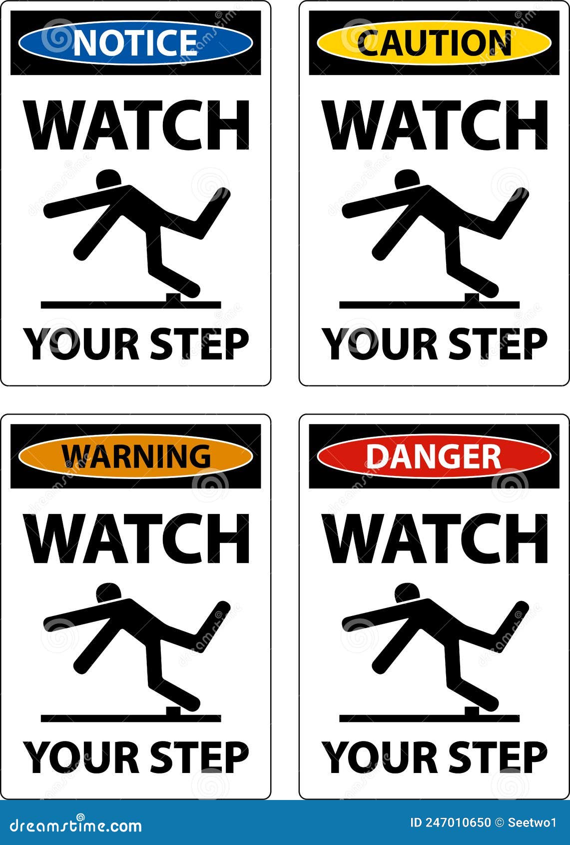 Caution Watch Your Step Sign on White Background Stock Vector ...