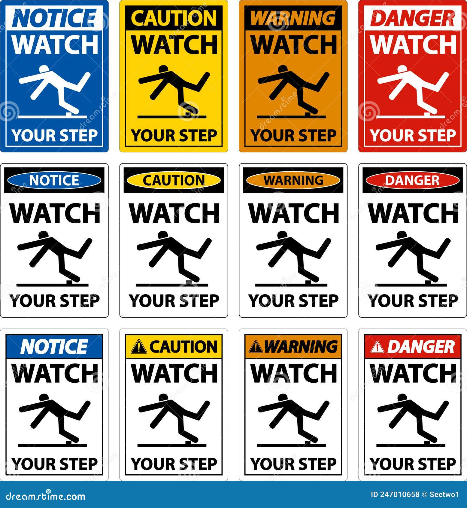 Caution Watch Your Step Sign on White Background Stock Vector ...