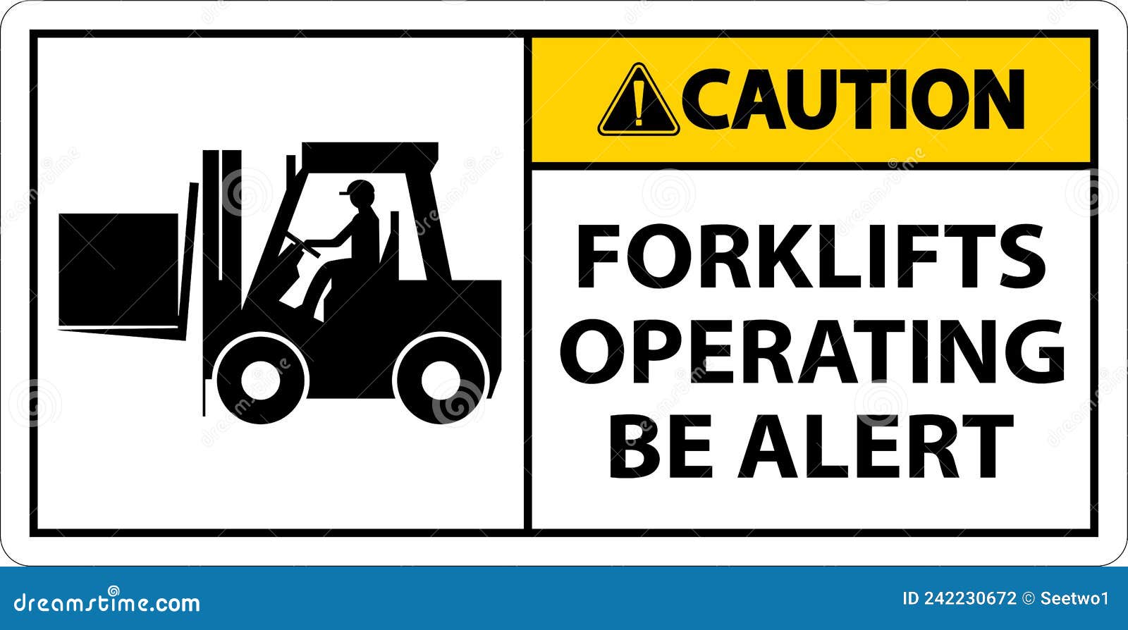 Caution 2-Way Forklifts Operating Sign on White Background Stock Vector ...