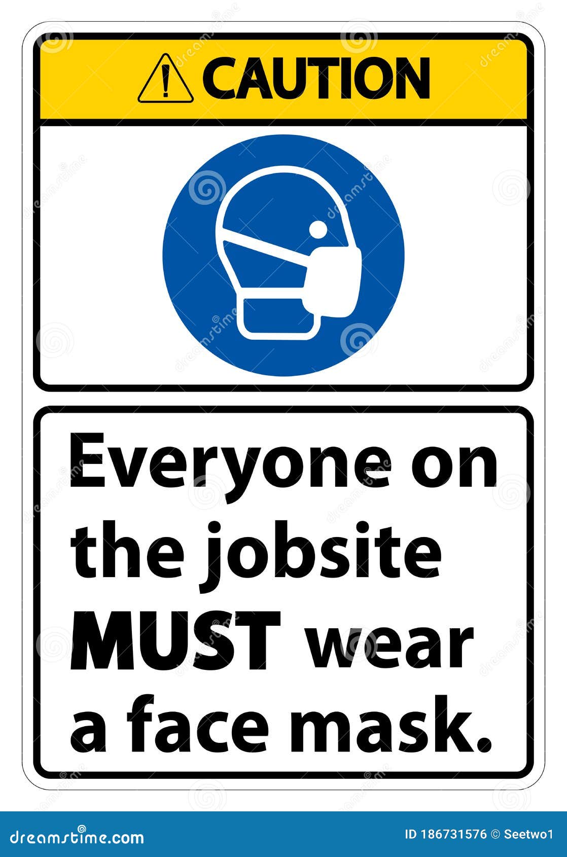 Caution Wear a Face Mask Sign Isolate on White Background Stock Vector ...