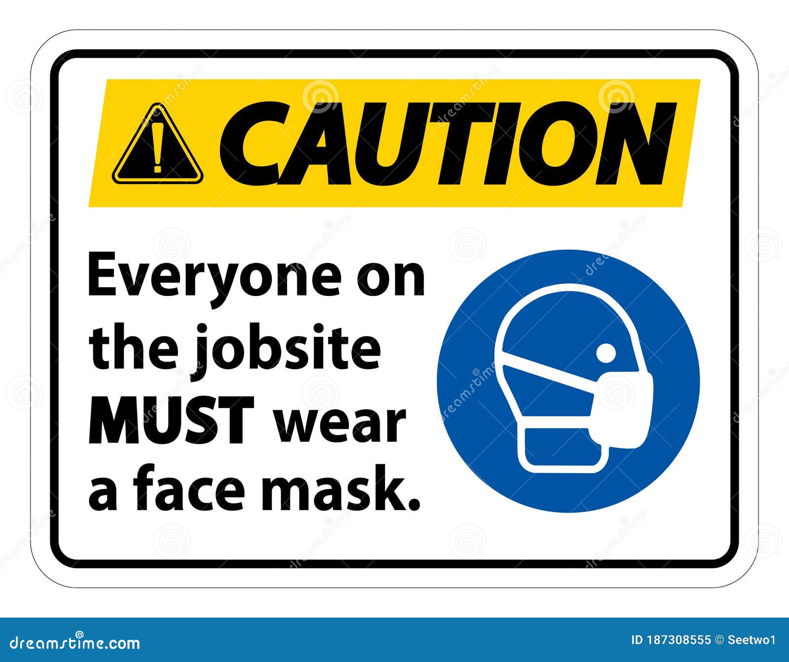 Caution Wear a Face Mask Sign Isolate on White Background Stock Vector ...