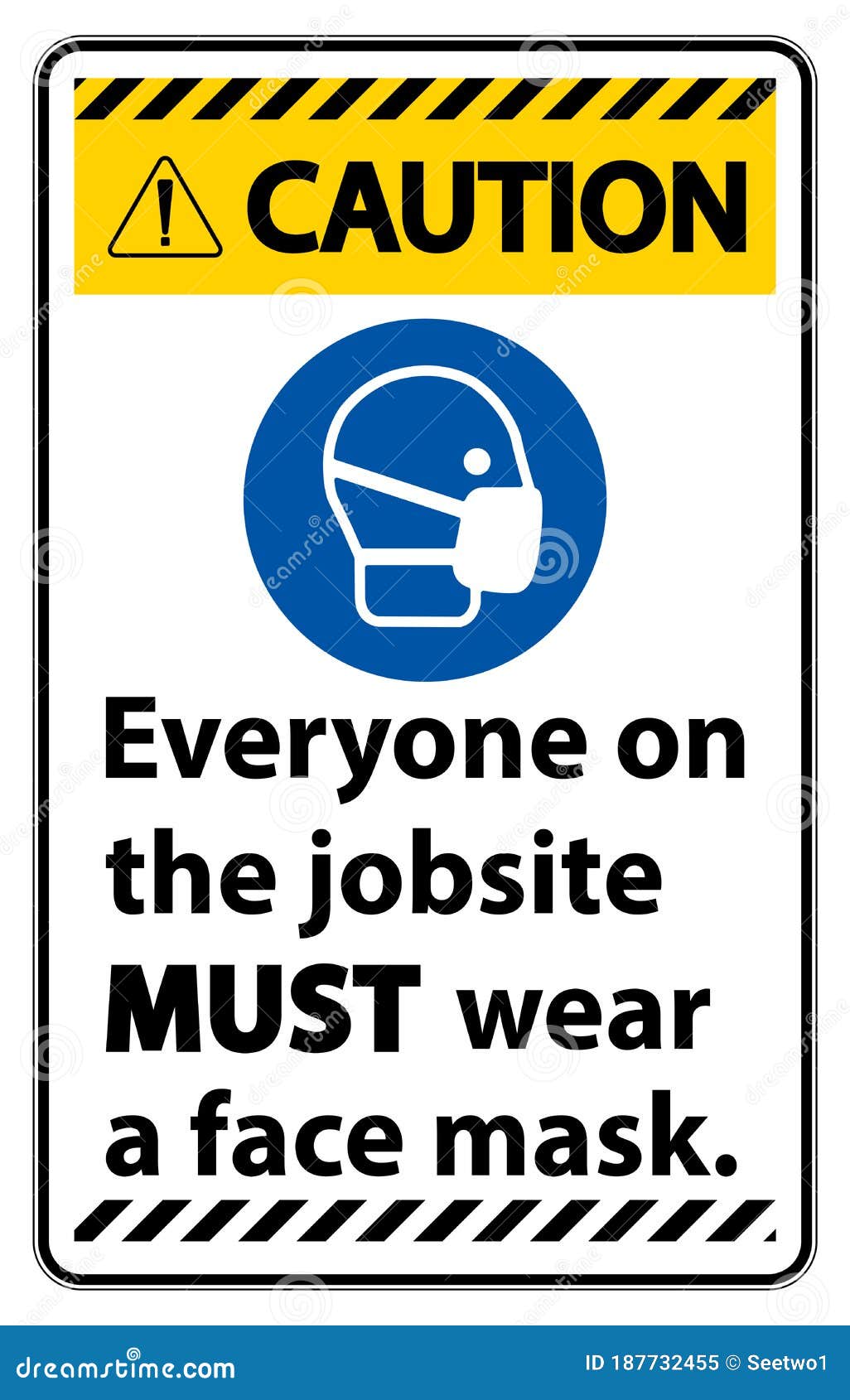 Caution Wear a Face Mask Sign Isolate on White Background Stock Vector ...