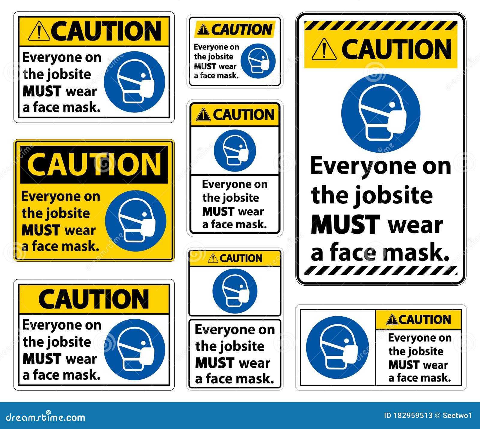Caution Wear a Face Mask Sign Isolate on White Background,Vector ...