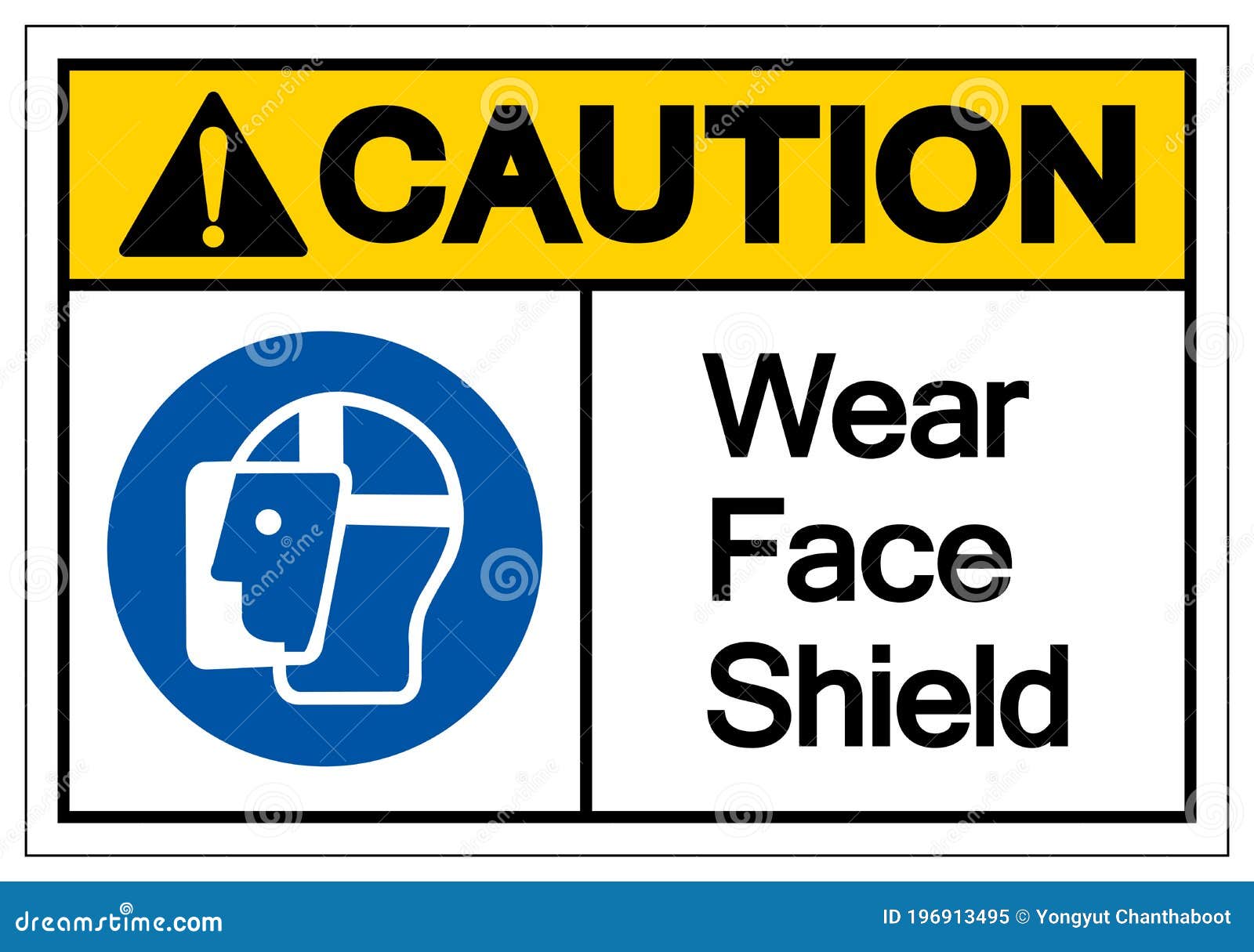 Caution Wear Face Shield Symbol Sign,Vector Illustration, Isolated on ...
