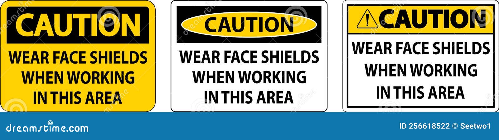 Caution Wear Face Shields in this Area Sign on White Background Stock ...