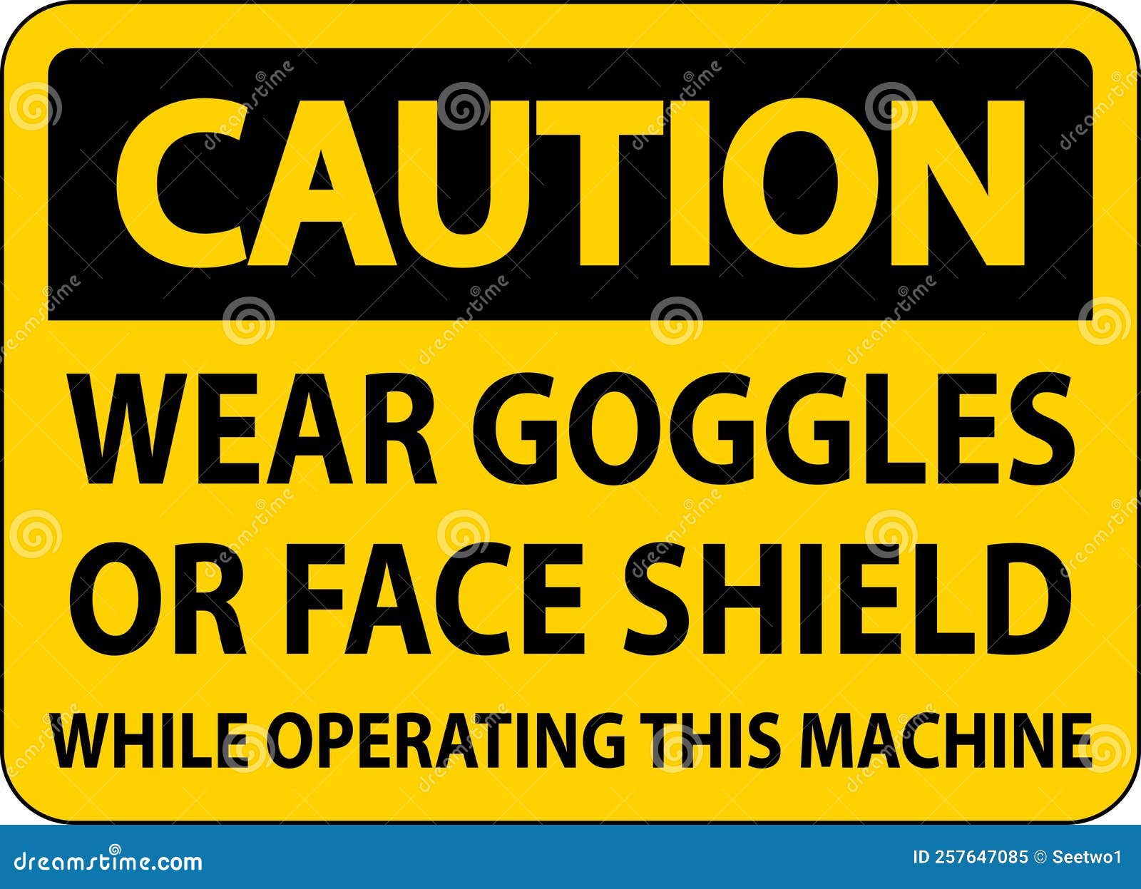Caution Wear Goggles or Face Shield Sign on White Background Stock ...