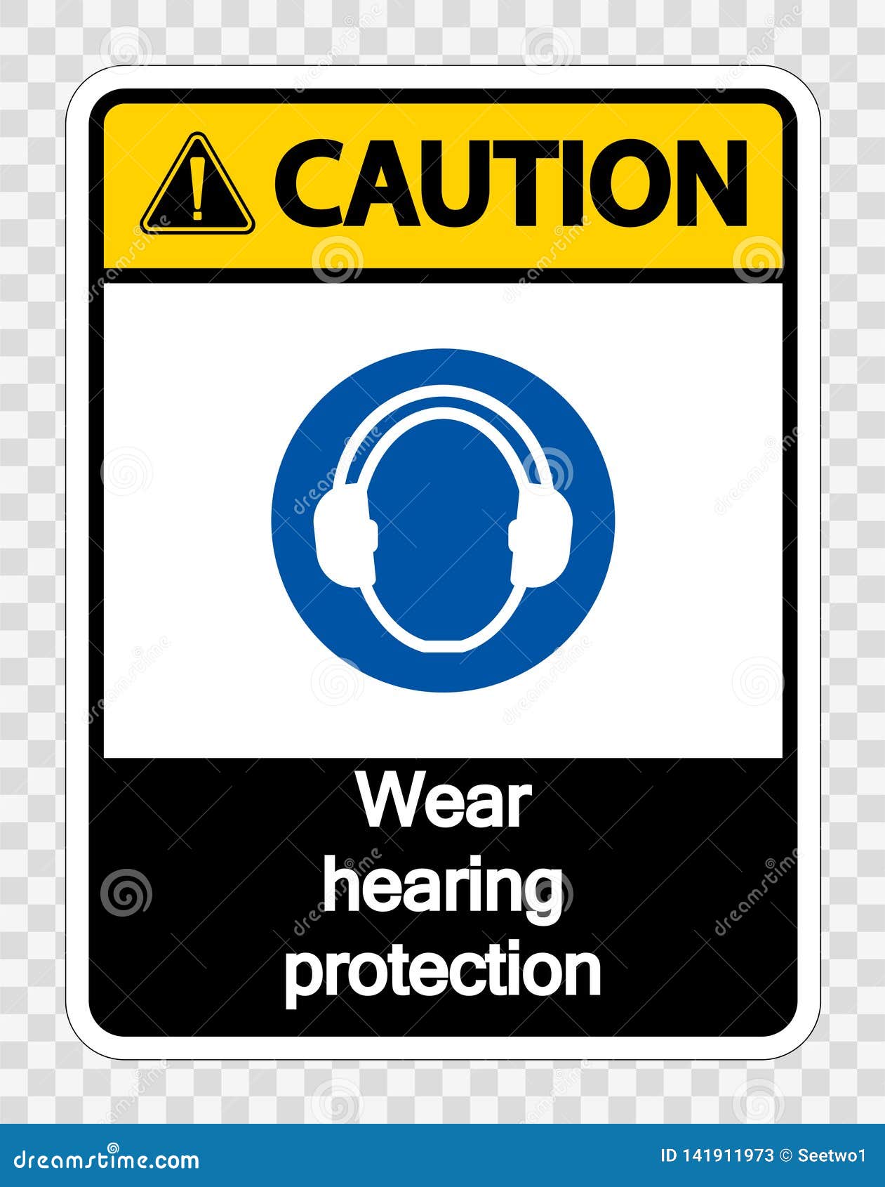Symbol Caution Wear Hearing Protection on Transparent Background Stock ...